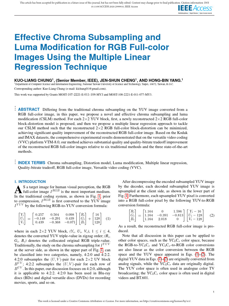 Effective Chroma Subsampling and Luma Modification | PDF | Rgb Color Model | Film And Video ...
