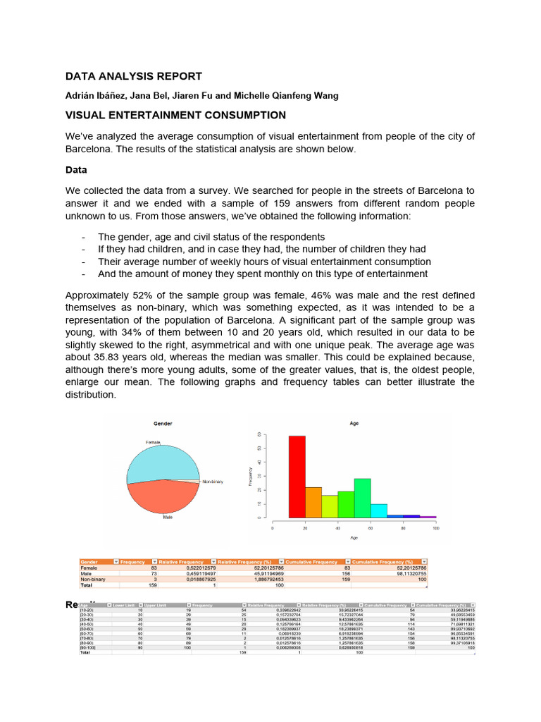 DATA ANALYSIS Written Report | PDF