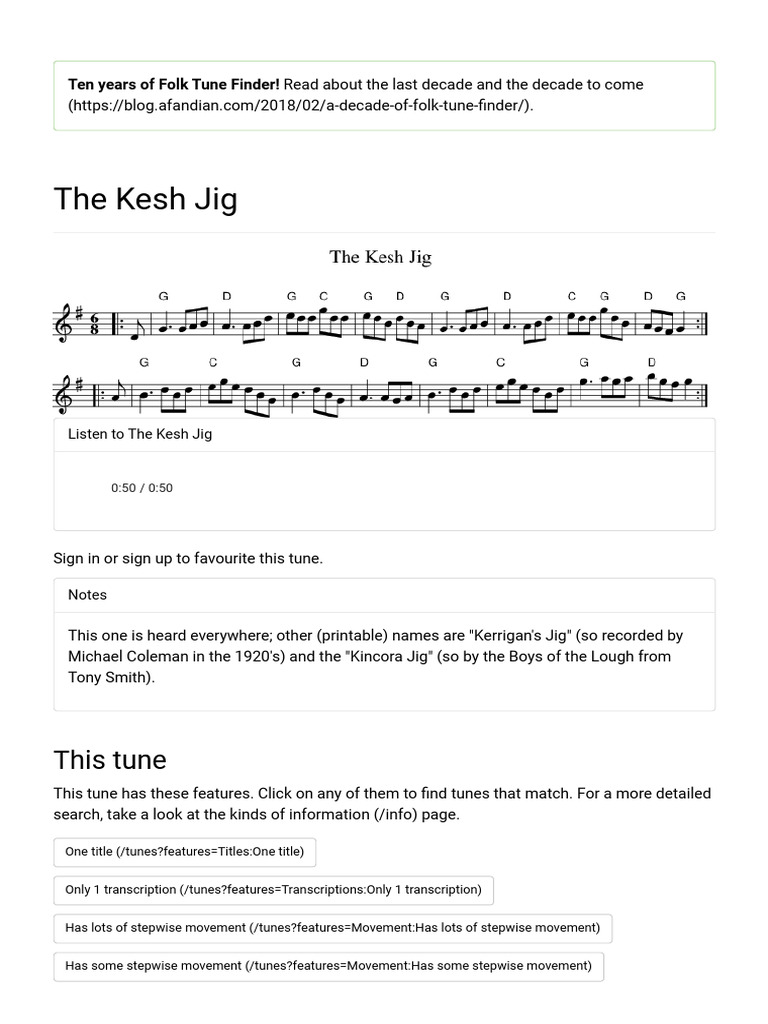The Kesh Jig on folk tune finder | PDF