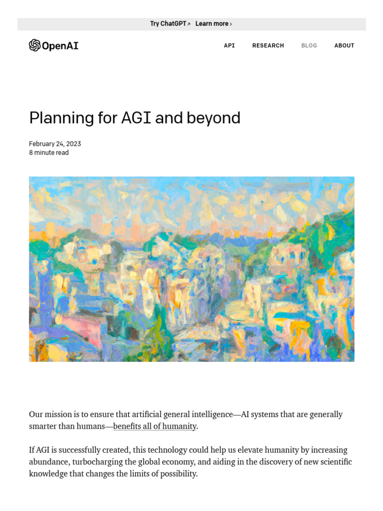 Altman 2023 Planning For Agi | PDF | Artificial Intelligence | Intelligence (AI) & Semantics
