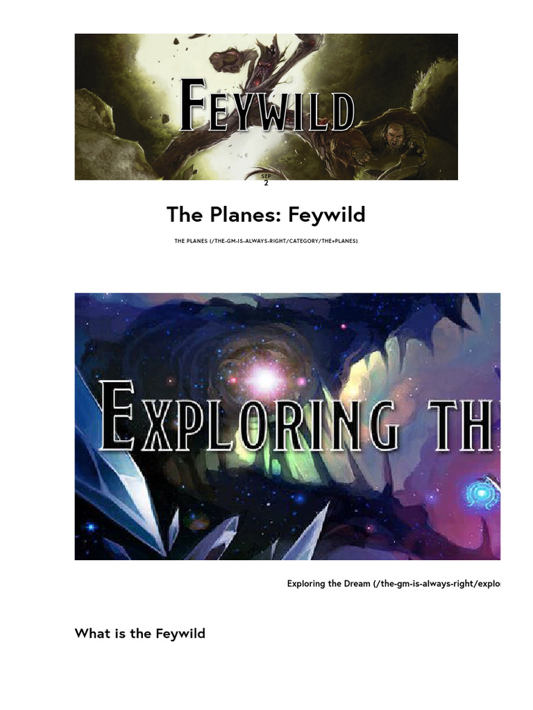 The Planes - Feywild - Dump Stat Adventures | PDF