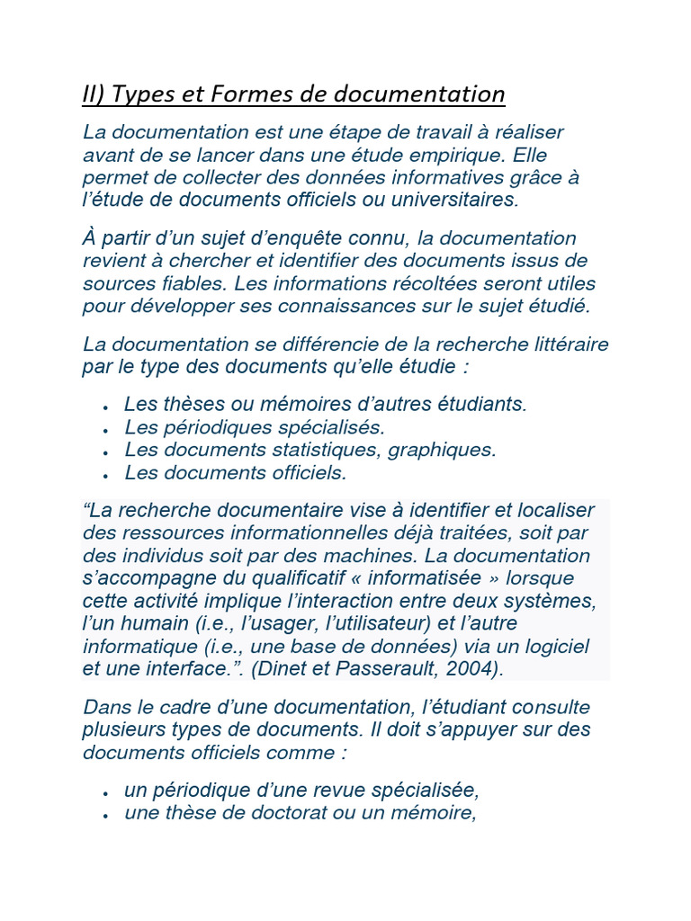 Types de documentation et leurs usages | PDF | Informatique | Recherche ...