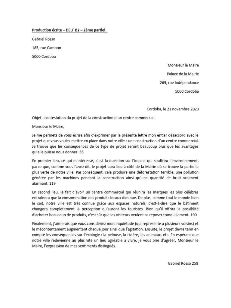 Production Écrite - DELF B2 - 2ème Partiel. | PDF