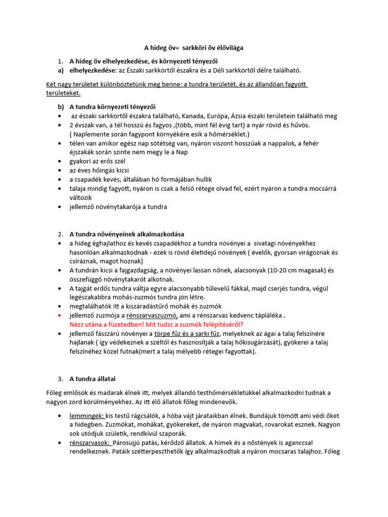 A Hideg Öv Élővilága | PDF