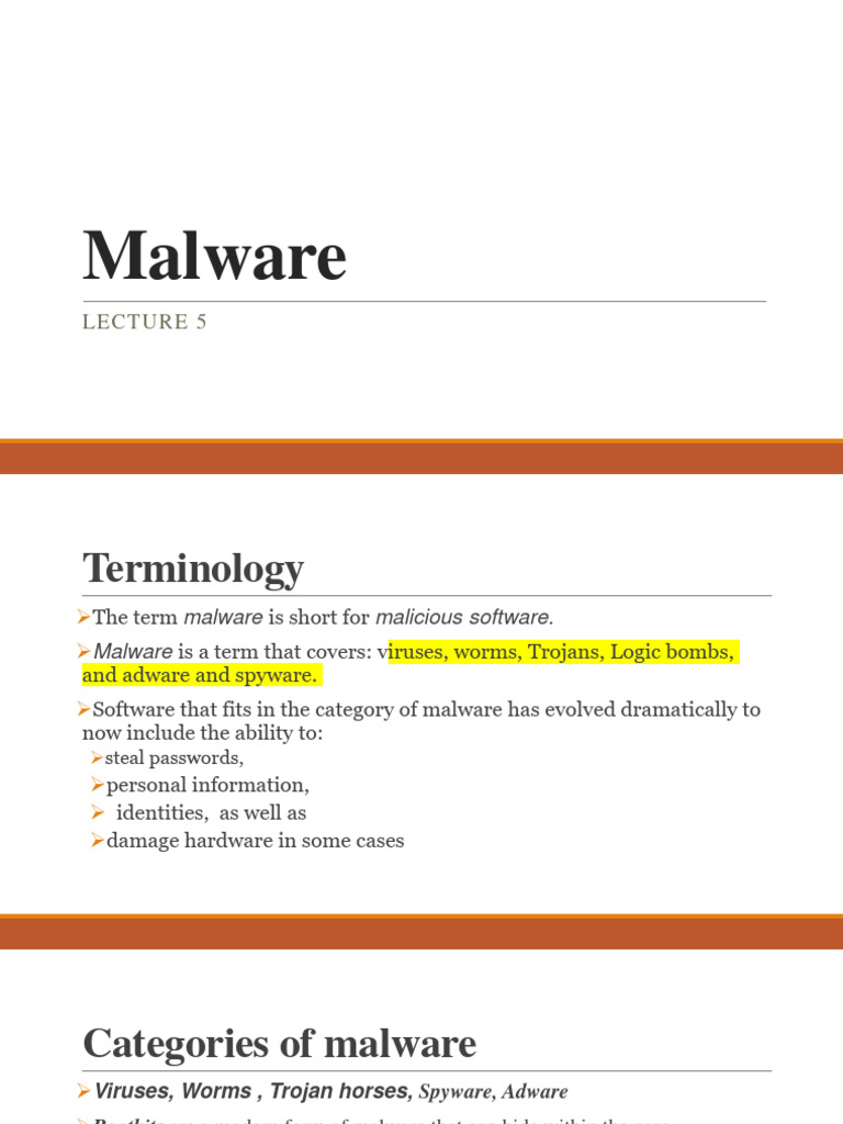 Ethics Lect5 Malware | PDF | Malware | Computer Virus