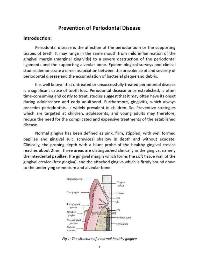 Prevention of Periodontal Disease Handout | PDF | Periodontology | Oral ...