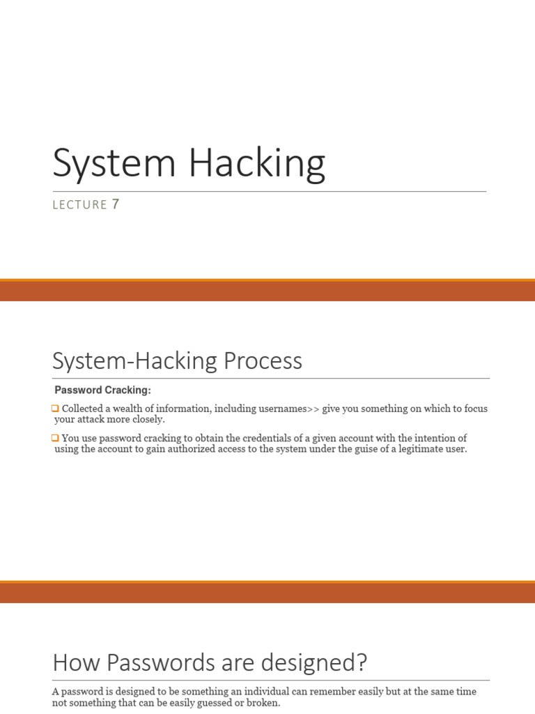 Ethics Lect7 System Hacking | PDF | Password | Information Technology Management