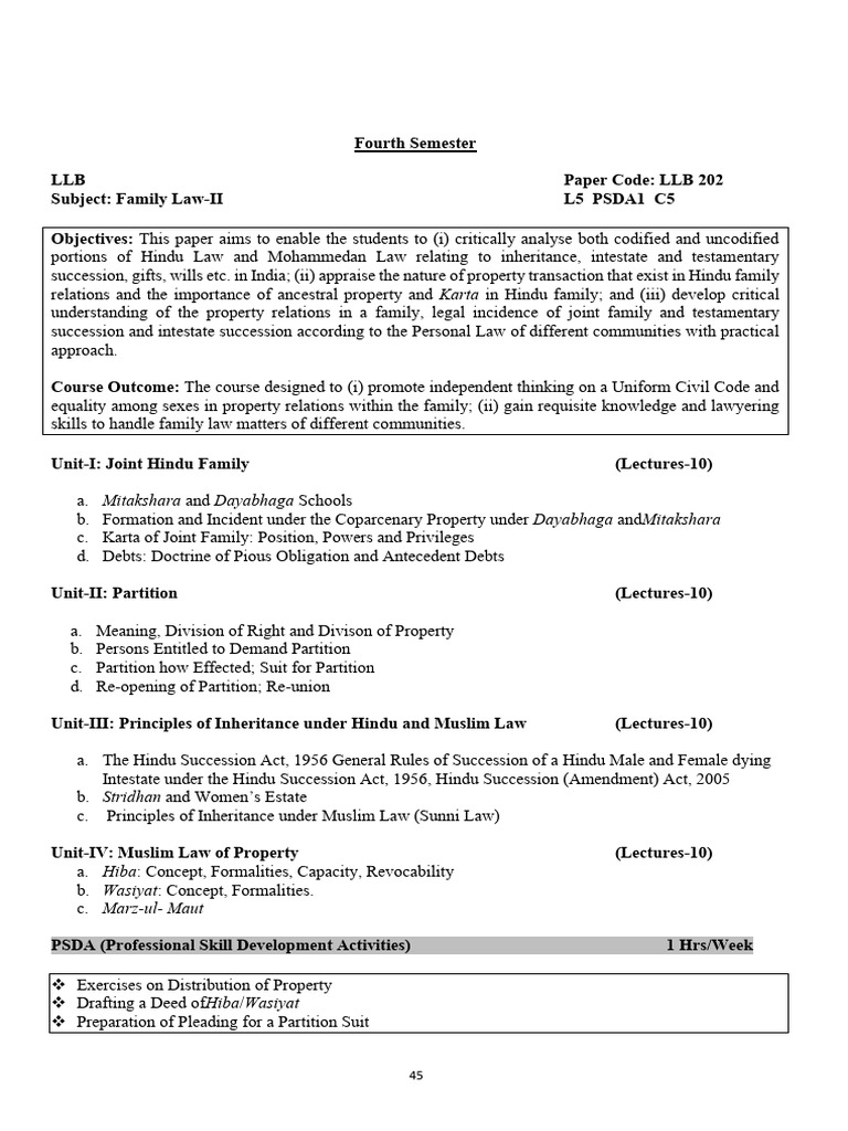 Fourth Semester BA - LLB - Syllabus | PDF | Social Science