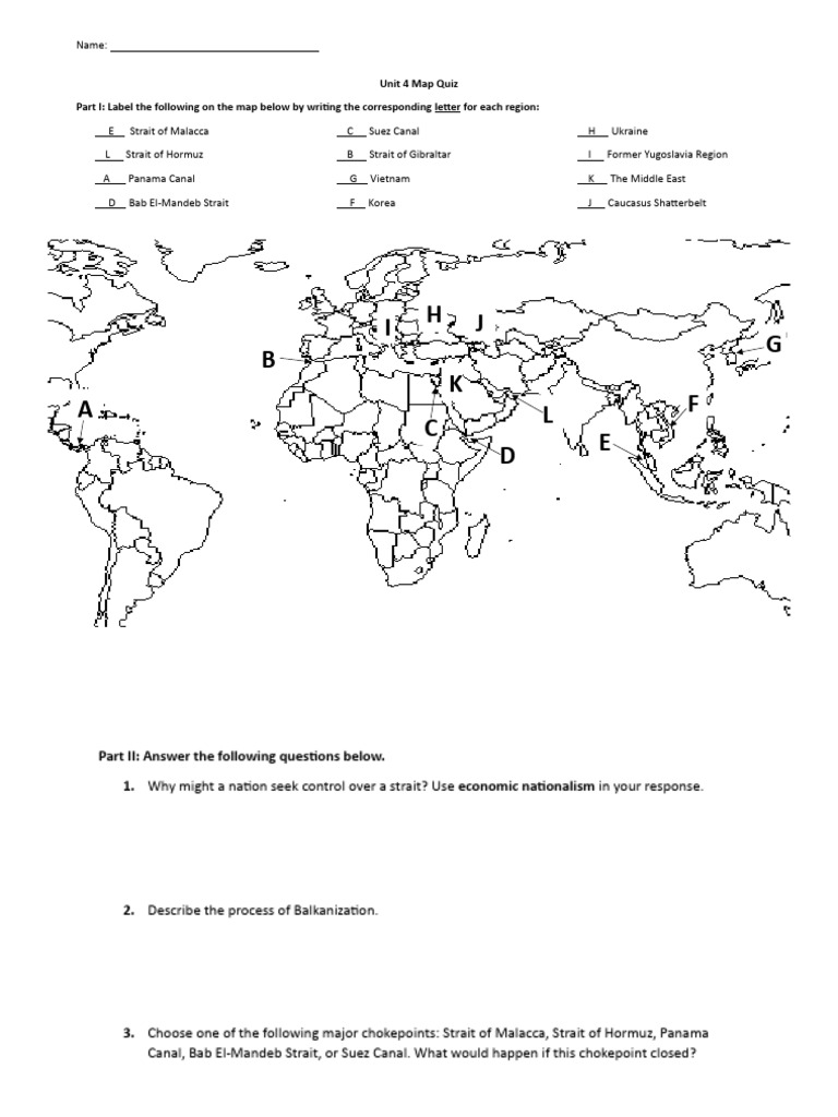 Unit 4 Map Quiz - Answer Key | PDF