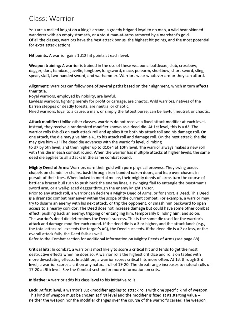 Class_ Warrior | PDF