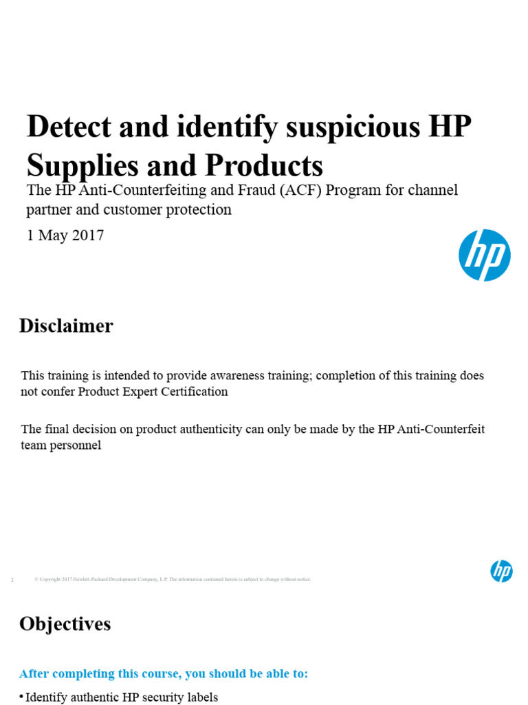 Detect and Identify Suspicious HP Supplies and Products | PDF ...
