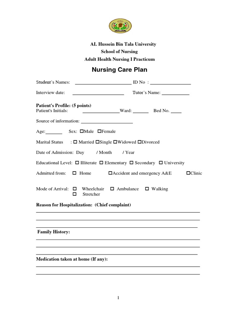 Care Plan Form 2022 | PDF