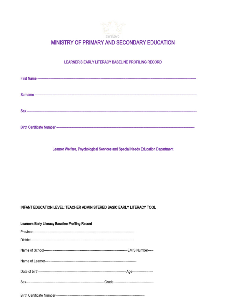 Final INFANT EDUCATION LITERACY Record Sheet - 3 March-1 | PDF | Learning | Educational Technology