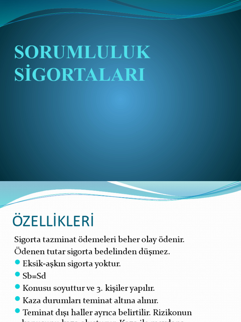 Sorumluluk Si̇gortalari | PDF