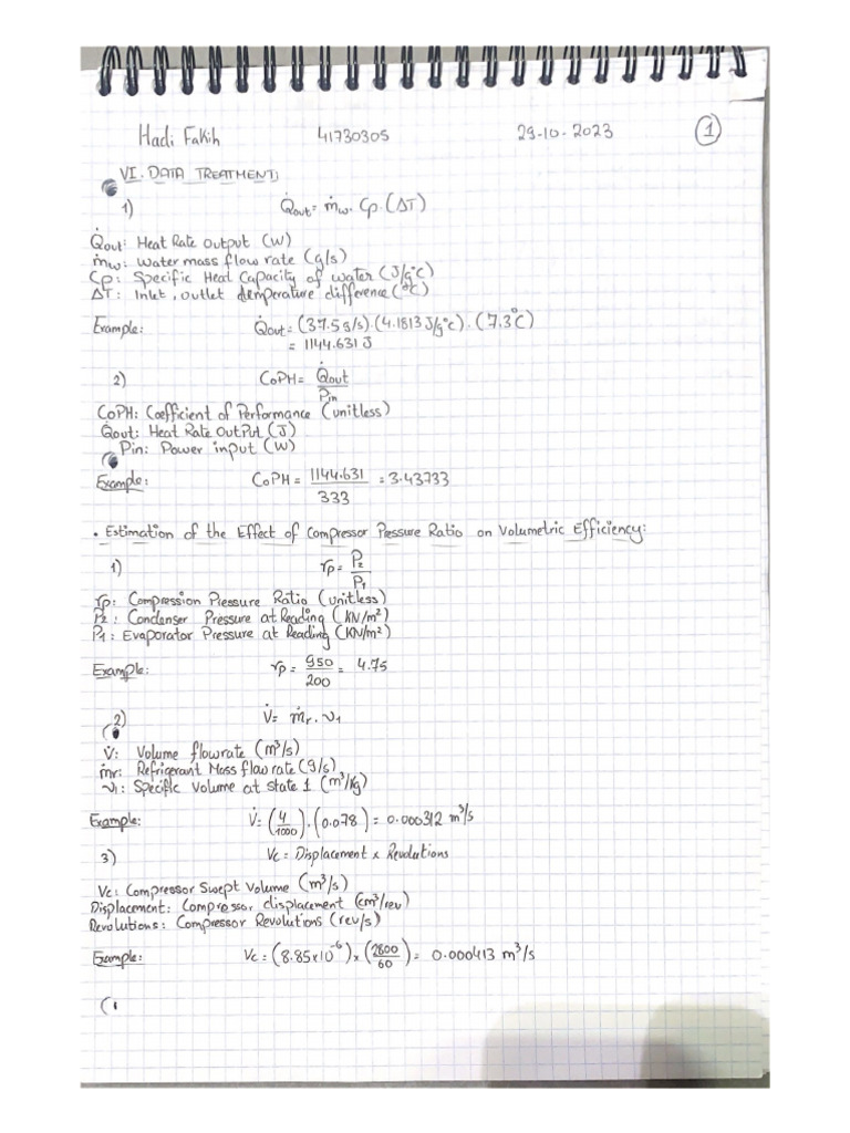 Data Treatment Hand Written Experiment 1 | PDF