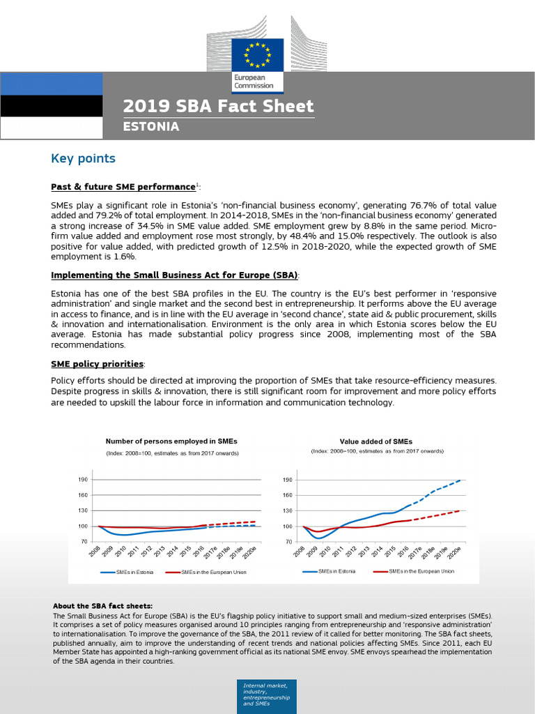 Estonia SME Growth & SBA Performance | PDF | Small And Medium Sized Enterprises | Startup Company