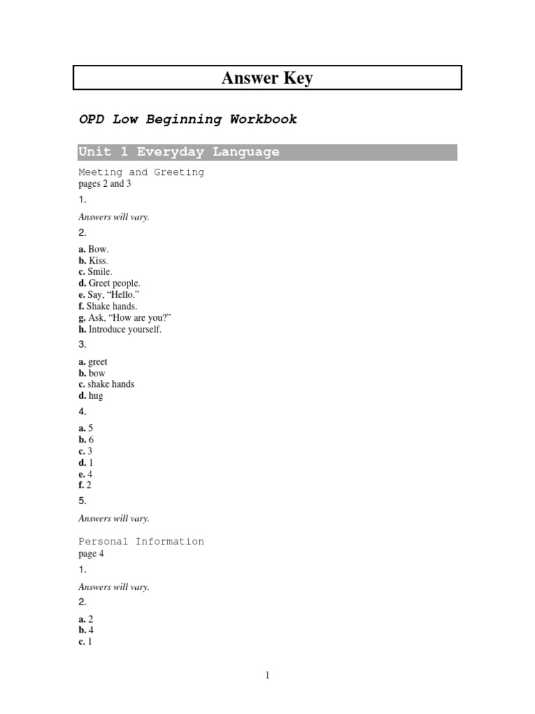 1.2 Low Beginners-AnswerKey | PDF