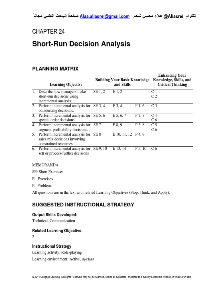 Needles Finman Irm Ch24 | PDF | Outsourcing | Cost