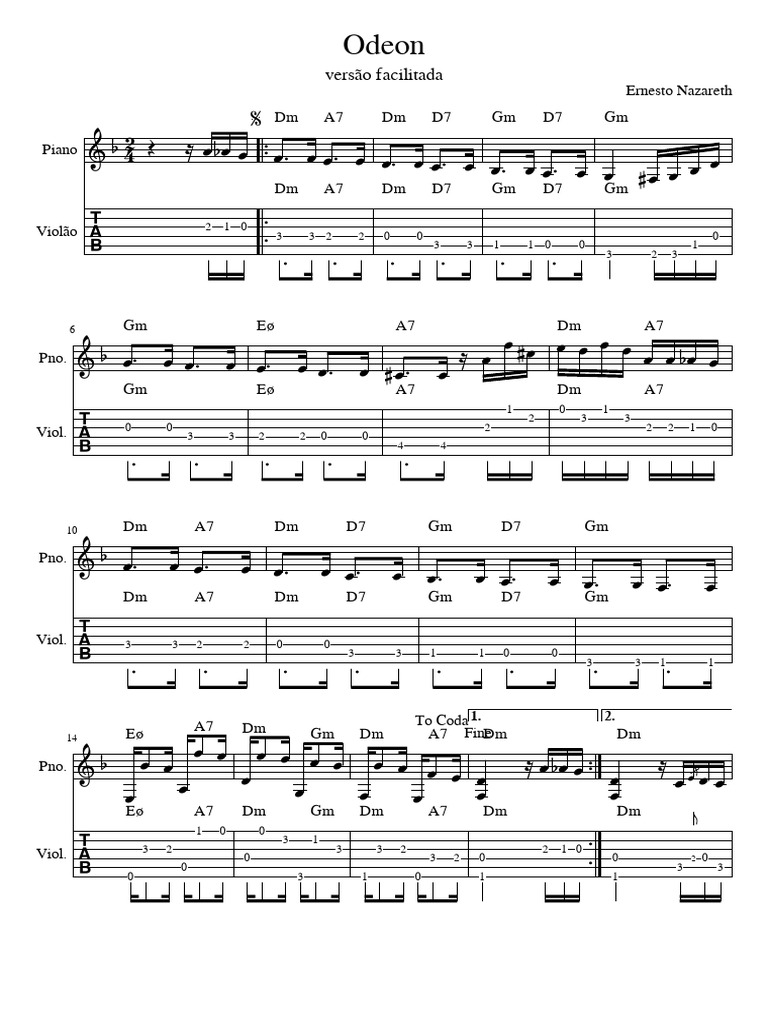 Odeon, Violão Solo+versao+facilitada+tab | PDF