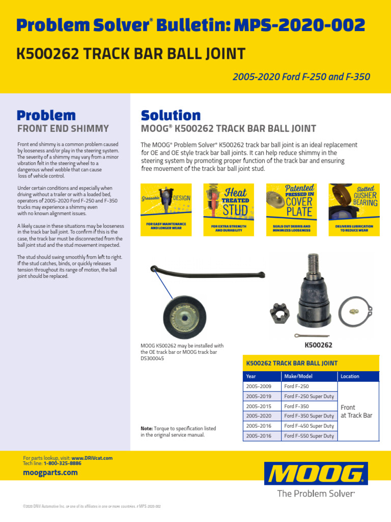 MOOG Problem Solver K500262 Bulletin | Download Free PDF | Ford F ...