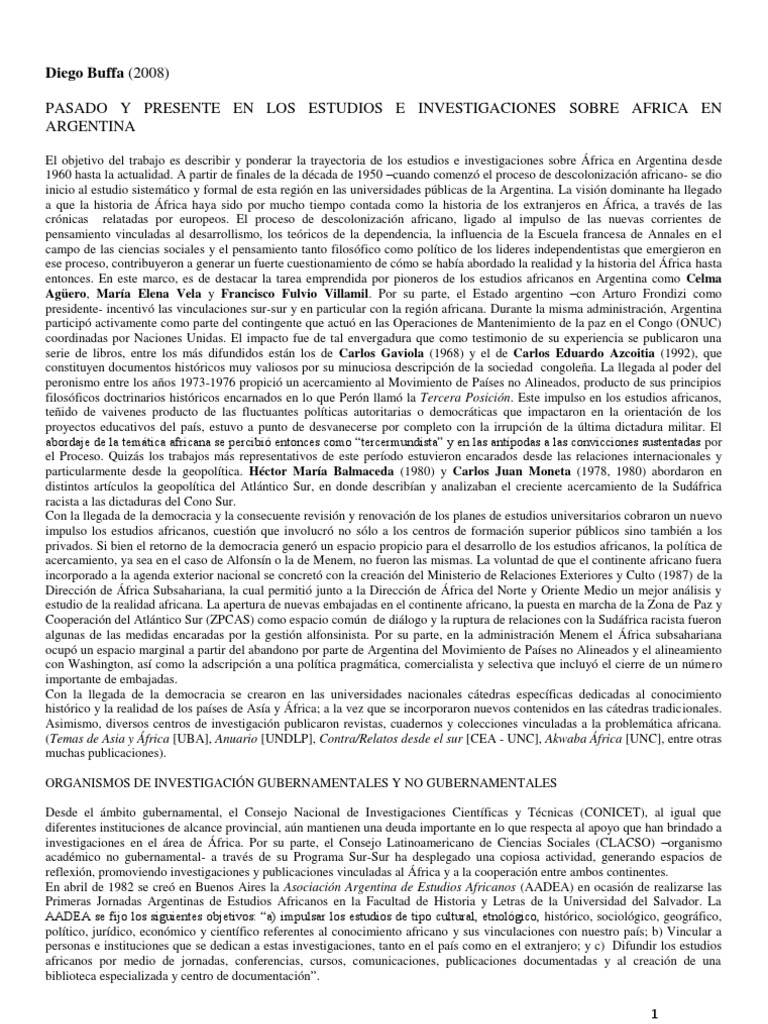 Resumen - Diego Buffa (2008) Pasado y Presente en Estudios e ...
