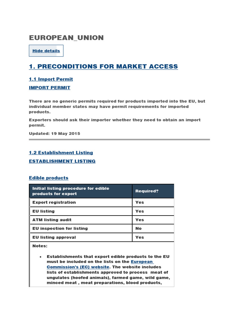 EU Country Requirements | PDF
