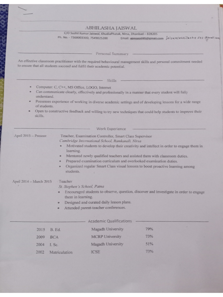 Abhilasha Jaiswal Document | PDF