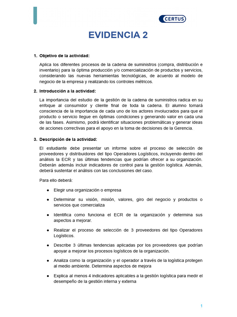 S8 - Evidencia 2 - Gestión de La Cadena de Abastecimiento | PDF