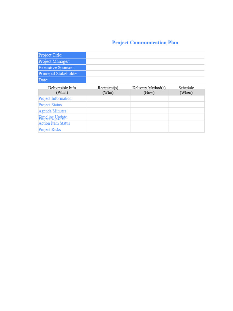 Activity Template - Communication Plan | PDF | Information Technology ...