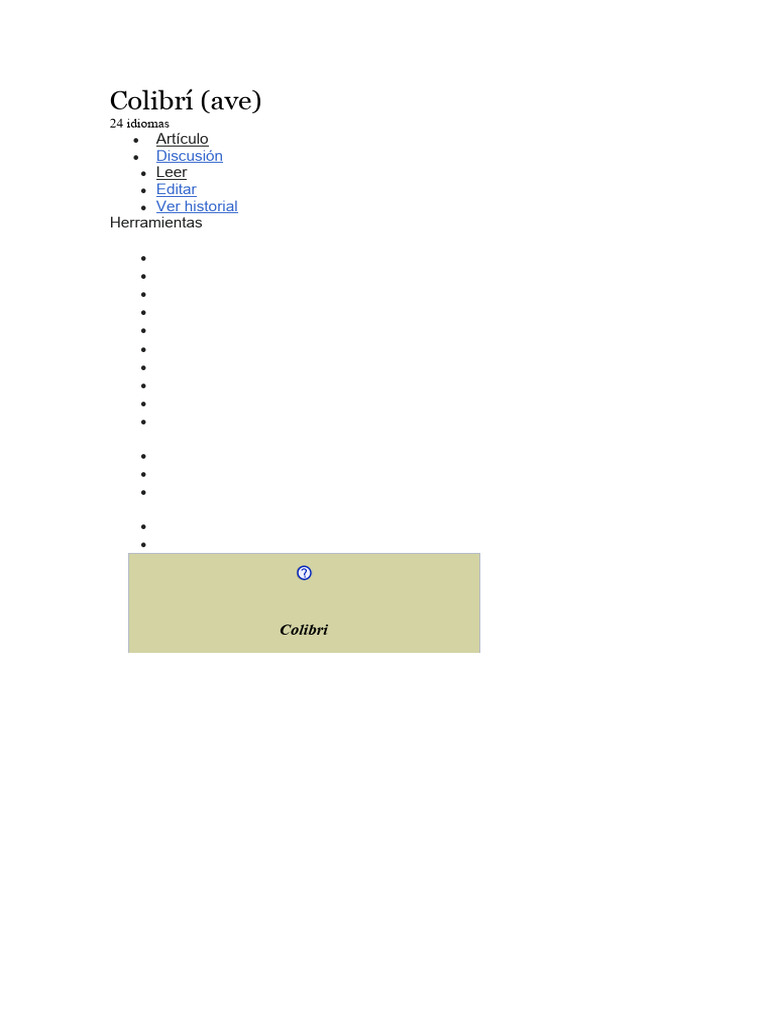 Colibrí | PDF | Aves | Ornitología
