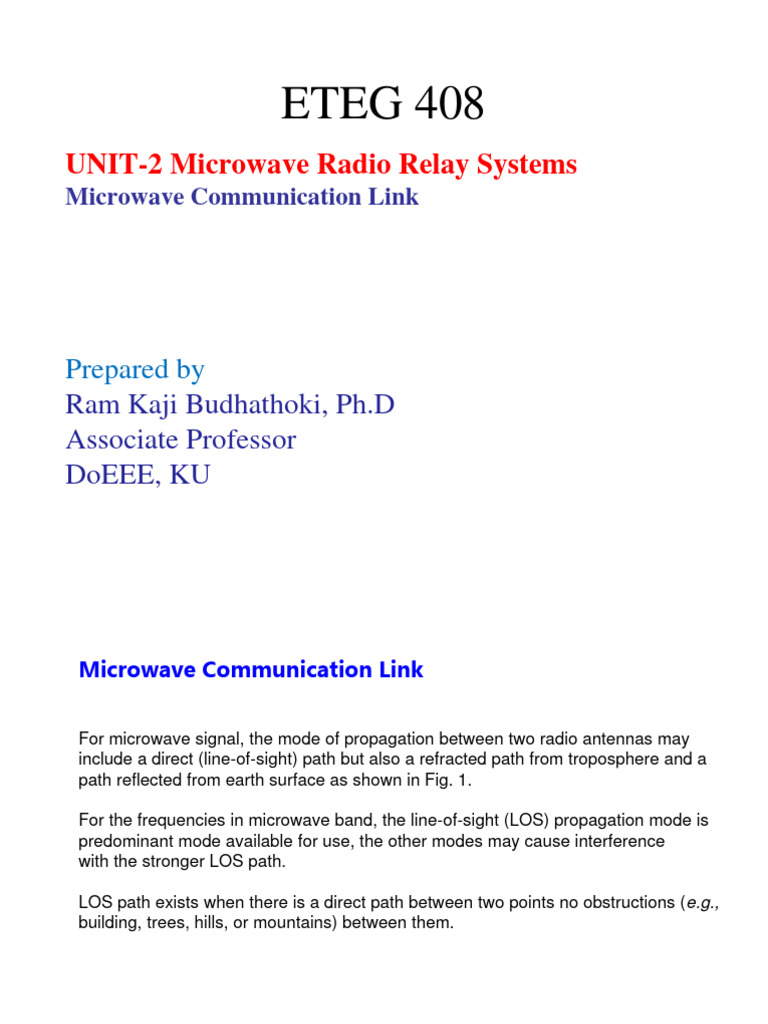 Unit 2 Microwave Link Design | PDF | Attenuation | Radio Propagation