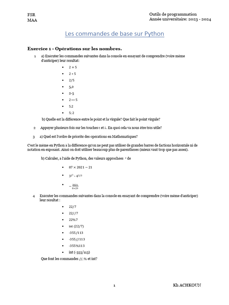 Bases Python | PDF | Développement de logiciel | Informatique