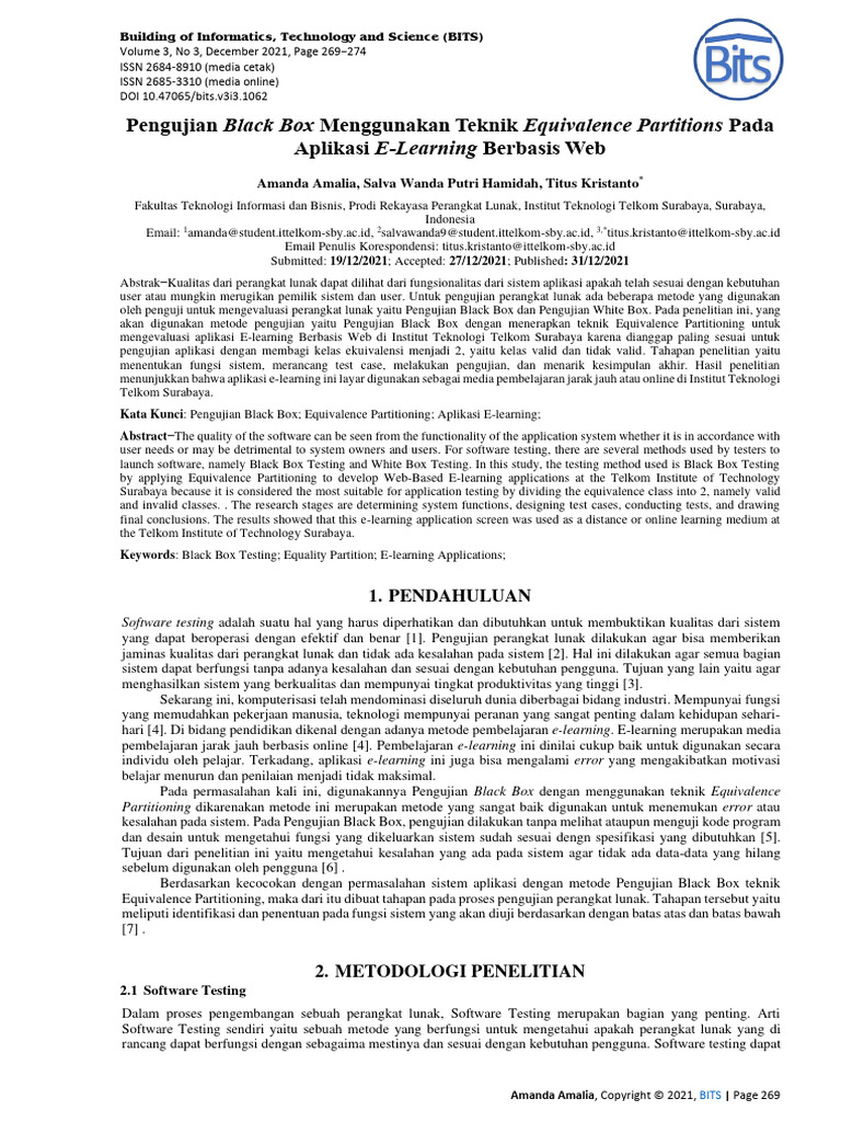 29. Pengujian Black Box Menggunakan Teknik Equivalence | PDF 29. Pengujian Black Box Menggunakan Teknik Equivalence | PDF