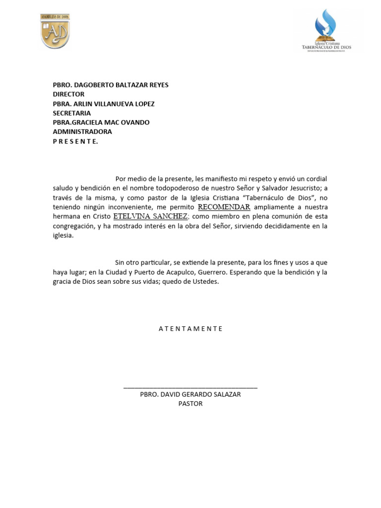 Carta de Recomendacion | PDF