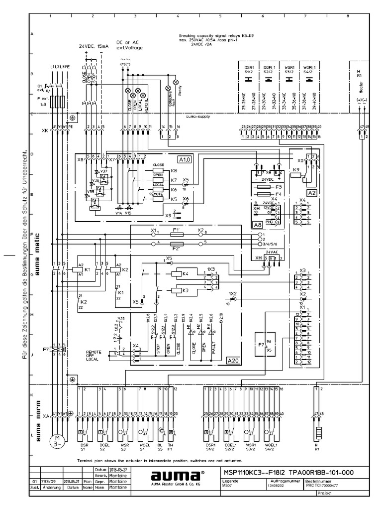 Am 02.1 Auma Matic Msp1110kc3 - F18i2tpa00r1bb-101-000 Wiring Diagram | PDF