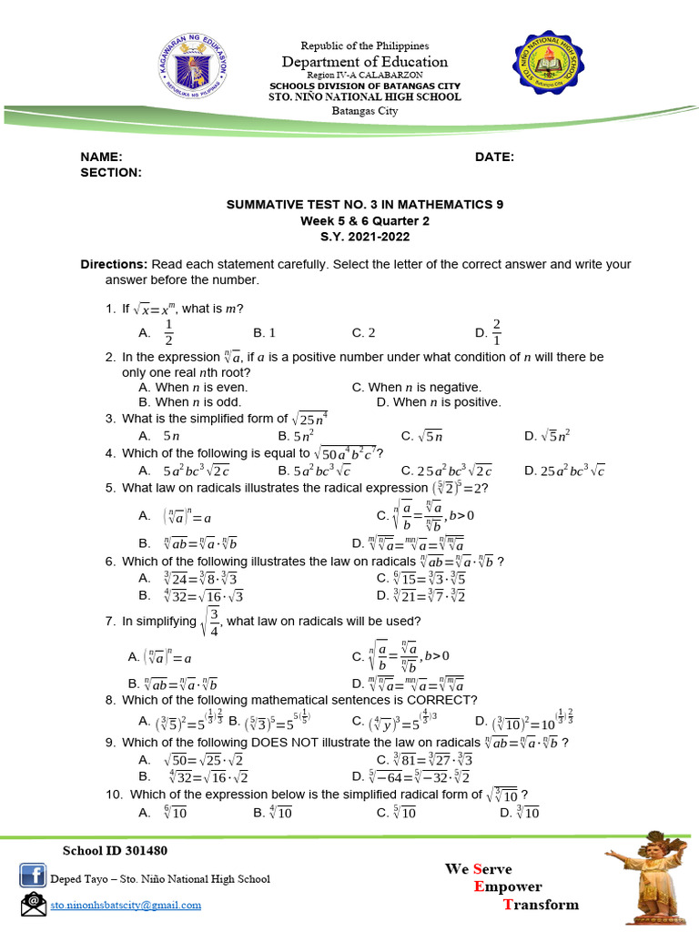 SUMMATIVE TEST | PDF