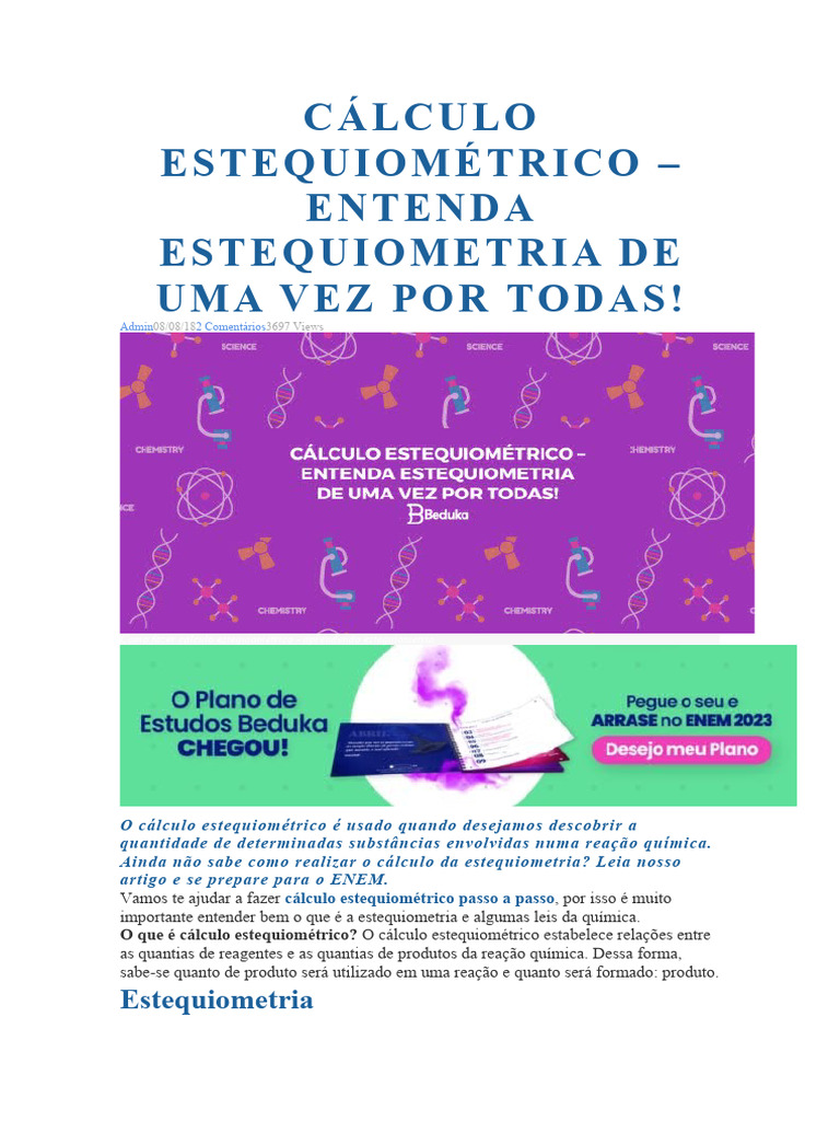 Cálculo Estequiométrico | PDF