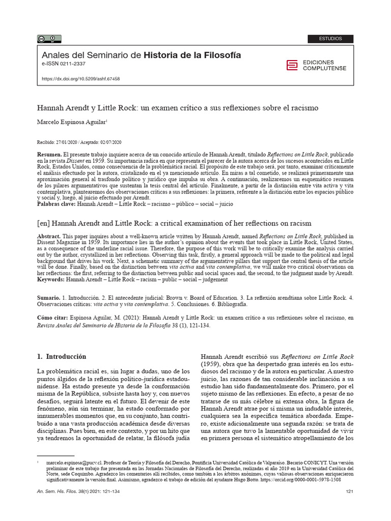 Arendt y el racismo en Little Rock | PDF | Ciencias sociales | Viajes y ...