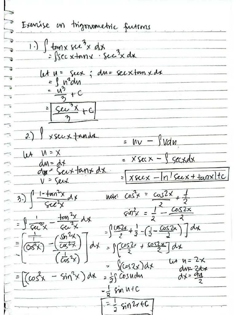 Trigonometric Functions Exercise Pdf