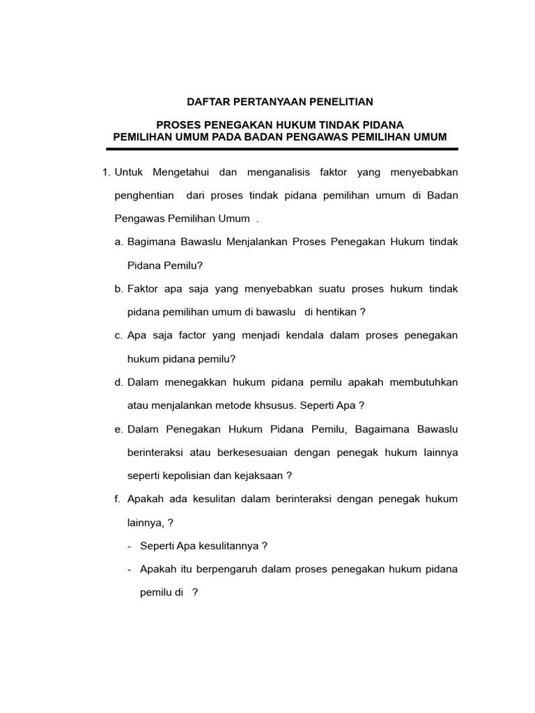 Daftar Pertanyaan | PDF