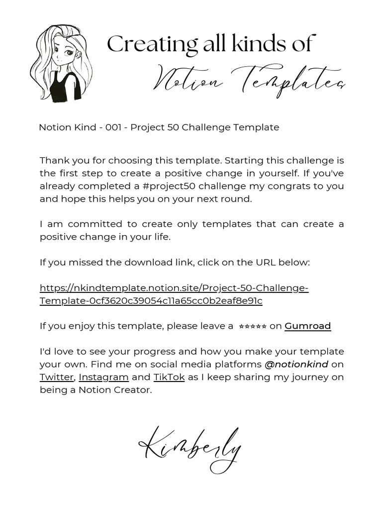 NotionKind - 001 - Project 50 Challenge | PDF