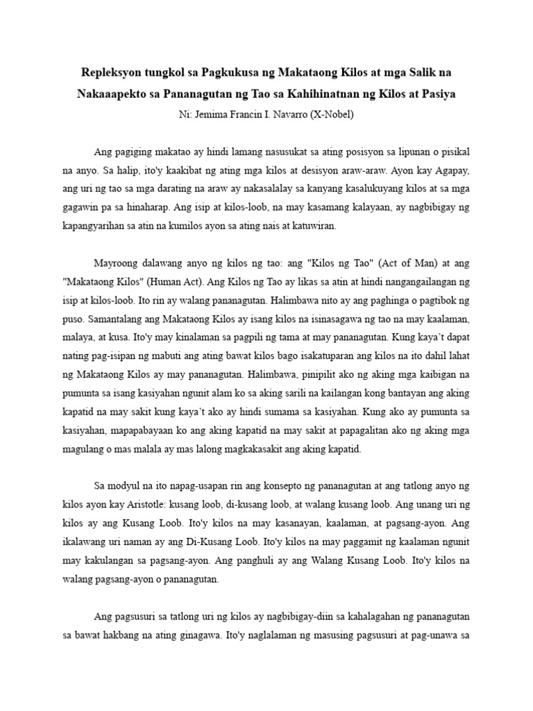 Repleksyon Esp | PDF