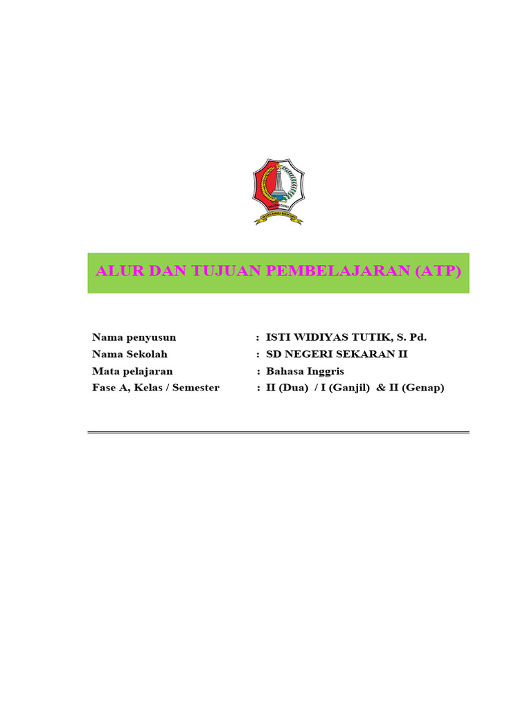 SDH Print Atp B Inggris Kelas 2 | PDF | Seni & Disiplin Bahasa