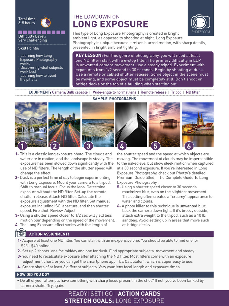 Action Cards Long Exposure | PDF | Exposure (Photography) | Shutter Speed