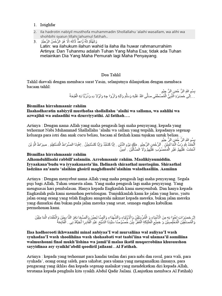 Doa Tahlil | PDF