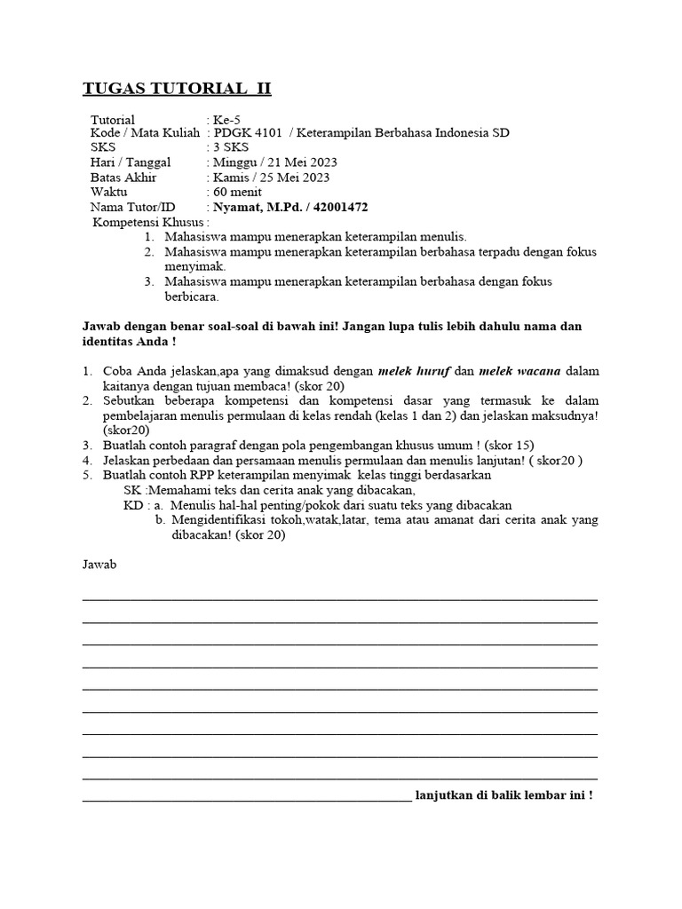 Soal TT 2 | PDF | Karier & Perkembangan