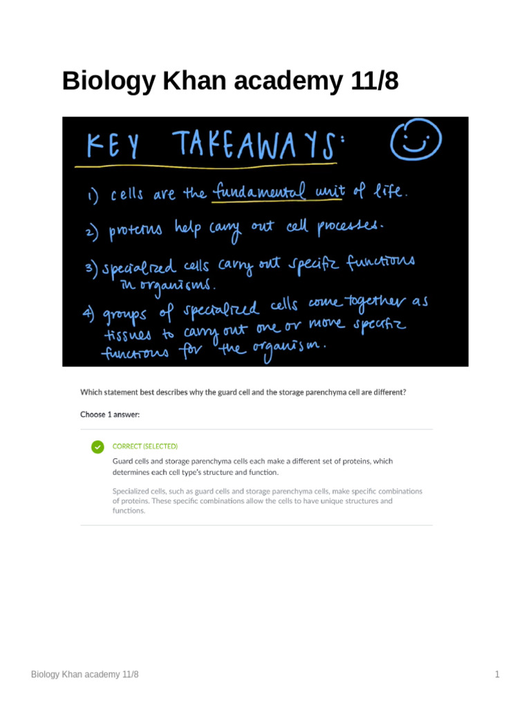Biology Khan Academy 118 | PDF | Self-Improvement | Wellness