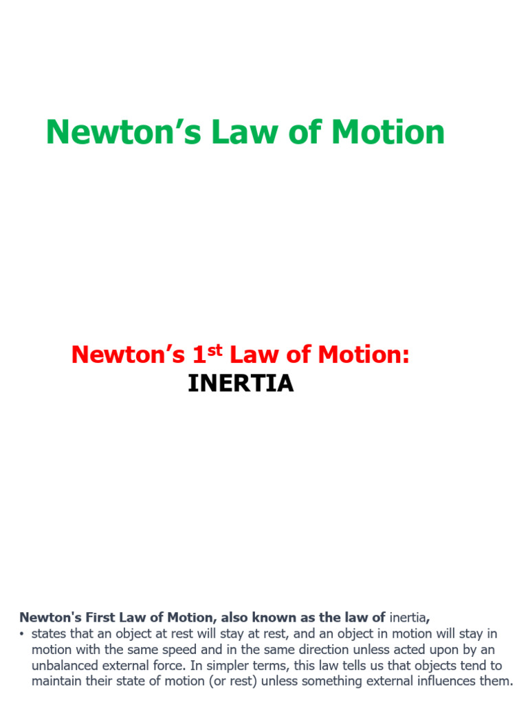 Newtons Law of Motion | PDF