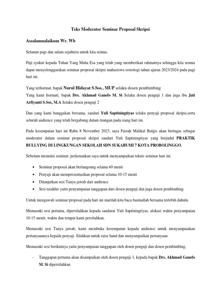 Teks Moderator Sempro | PDF
