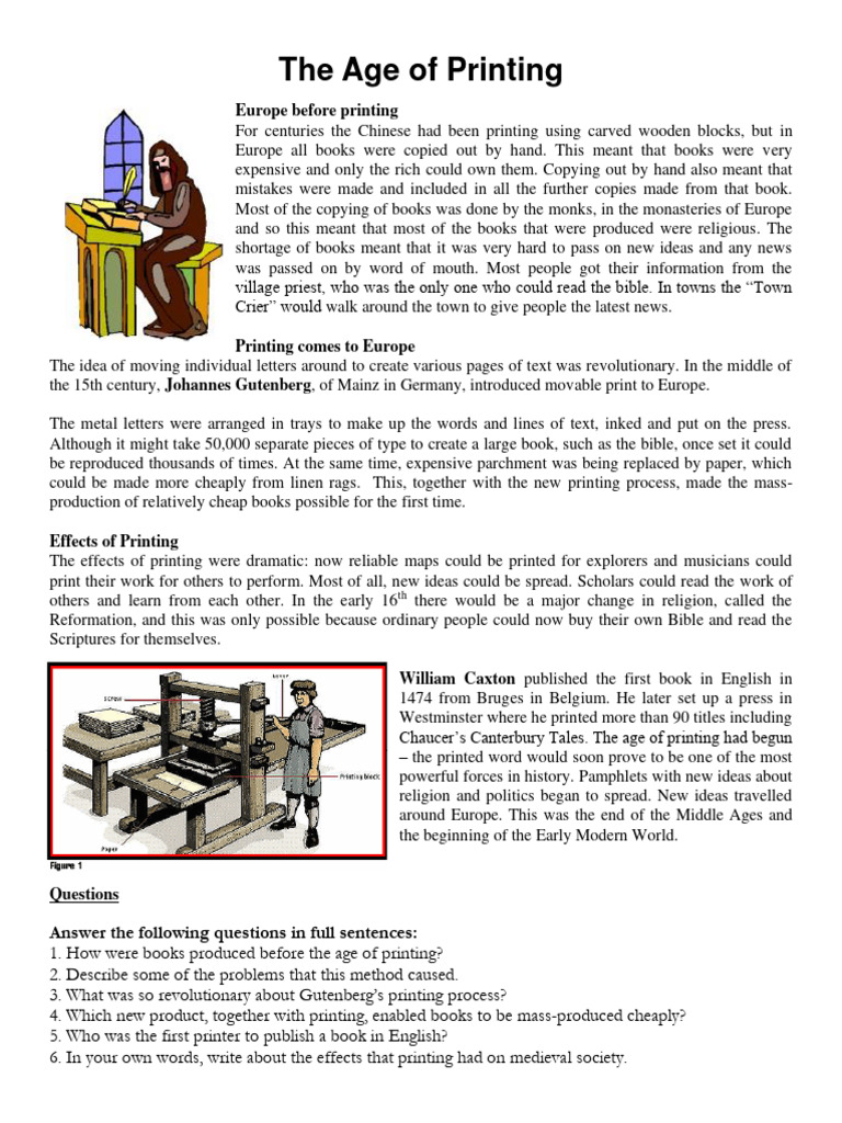 The Age of Printing | PDF | Books | Printing Press